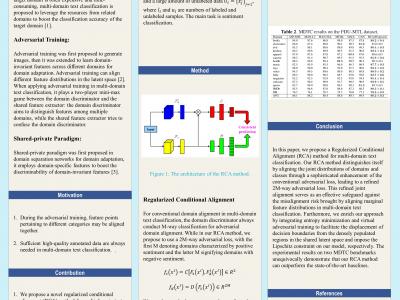 REGULARIZED CONDITIONAL ALIGNMENT FOR MULTI-DOMAIN TEXT CLASSIFICATION | SigPort